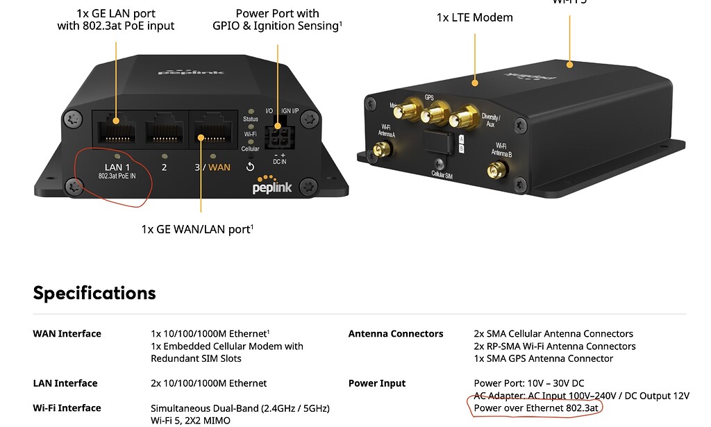 MAX BR1 Mini POE - 802.3at - Pepwave MAX - Peplink Community