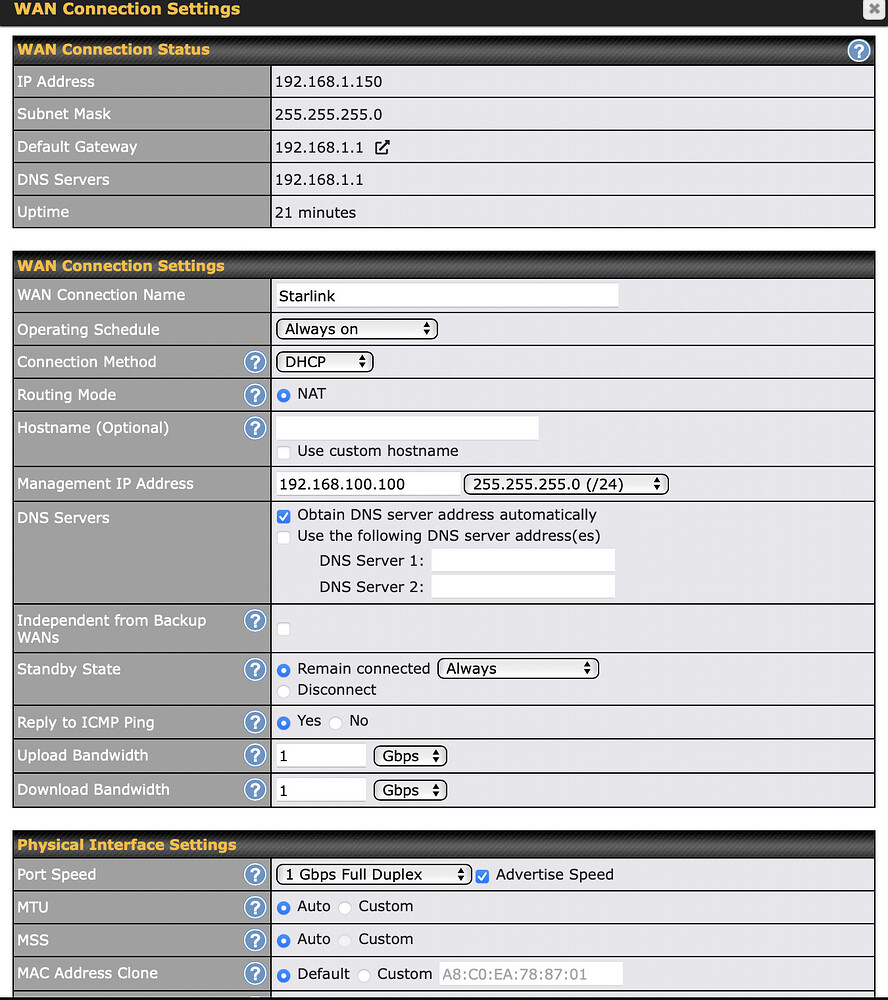 Management IP: Cannot Access Starlink Admin - Pepwave MAX - Peplink Community