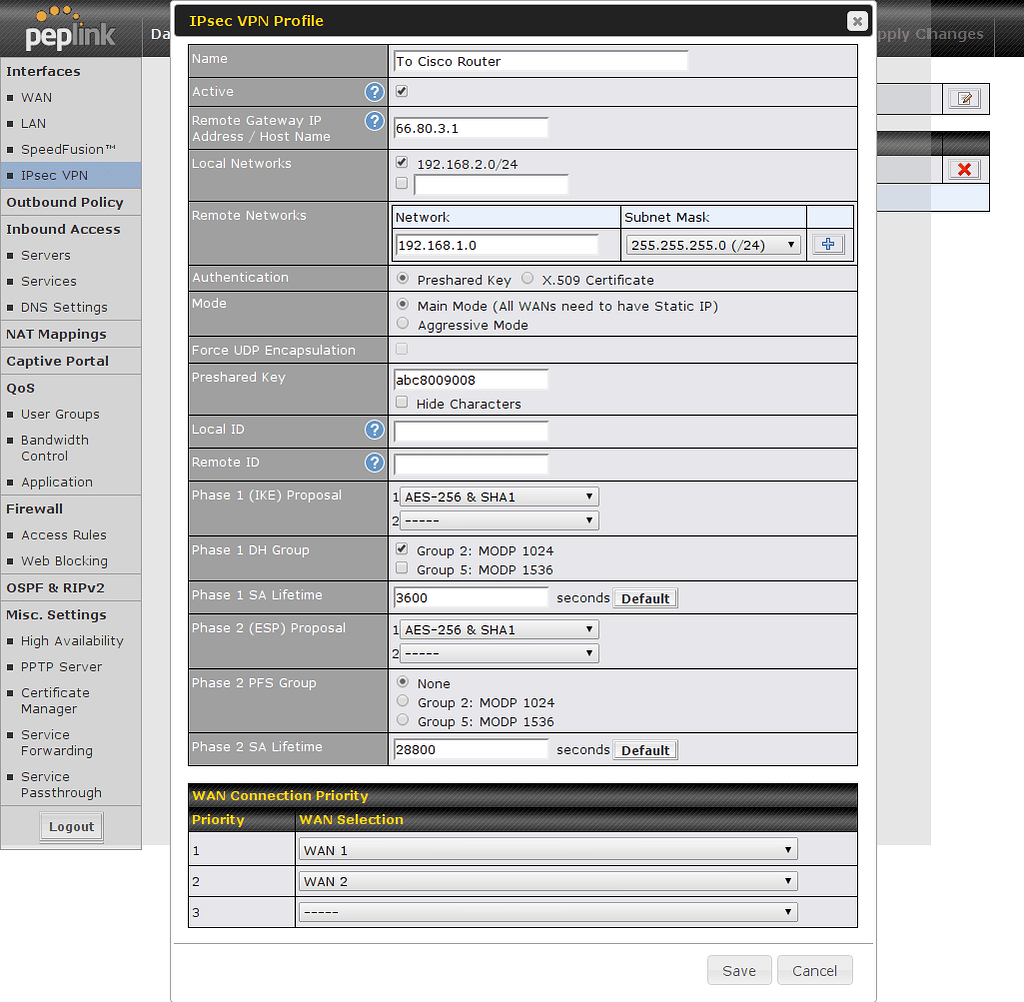 How to Configure IPsec to Cisco IOS Using Pre-shared Key Authentication ...