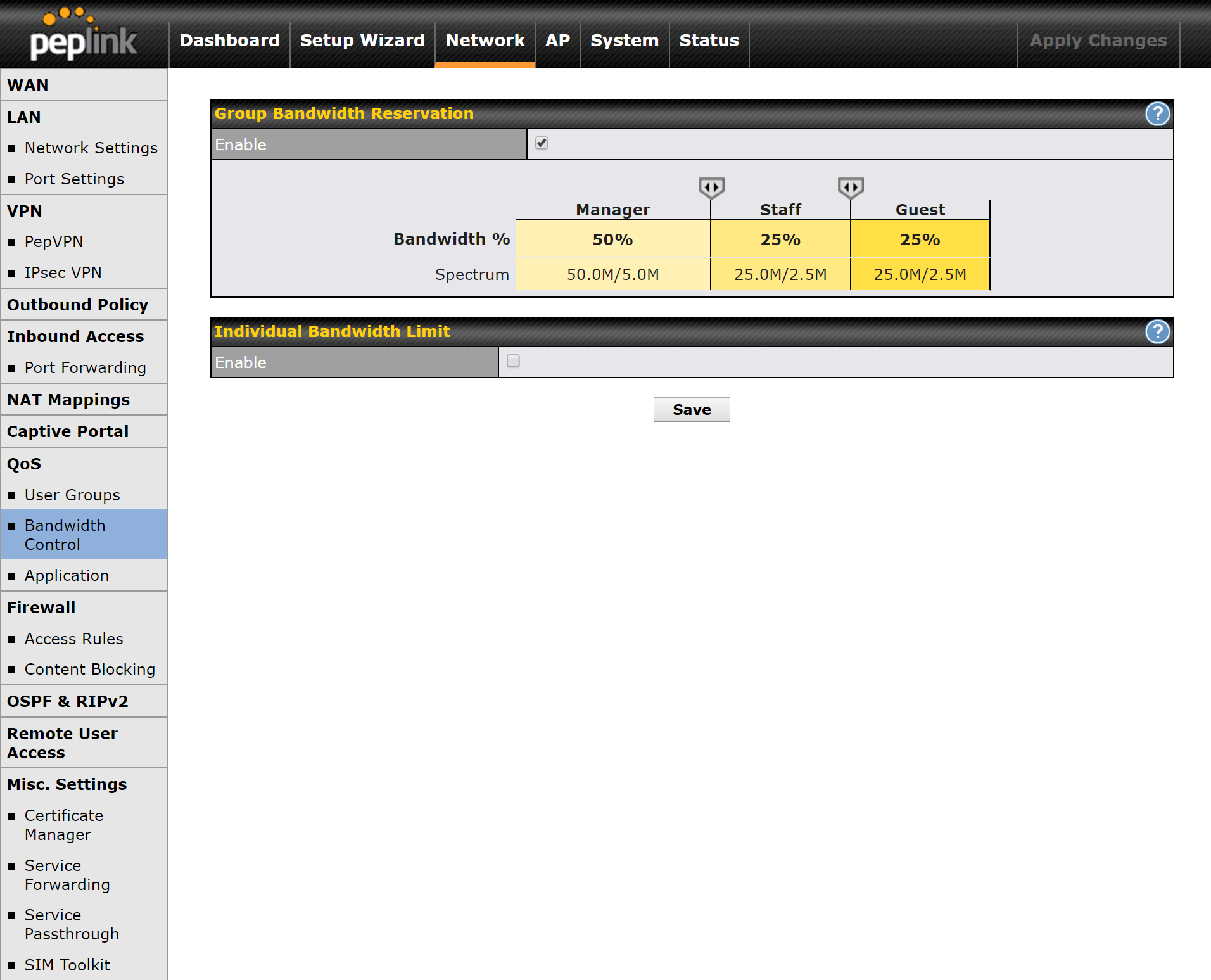 Bandwidth Control w/ User Groups not being honored - Peplink Balance - Peplink Community